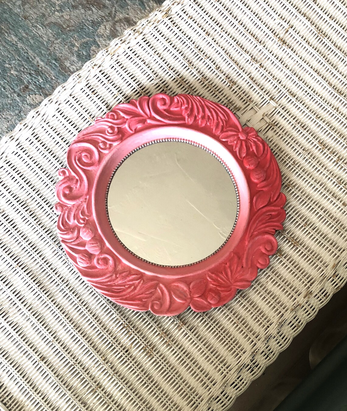 Hot Pink Mirror Wall Decor Decorative Round Baroque Style - Etsy