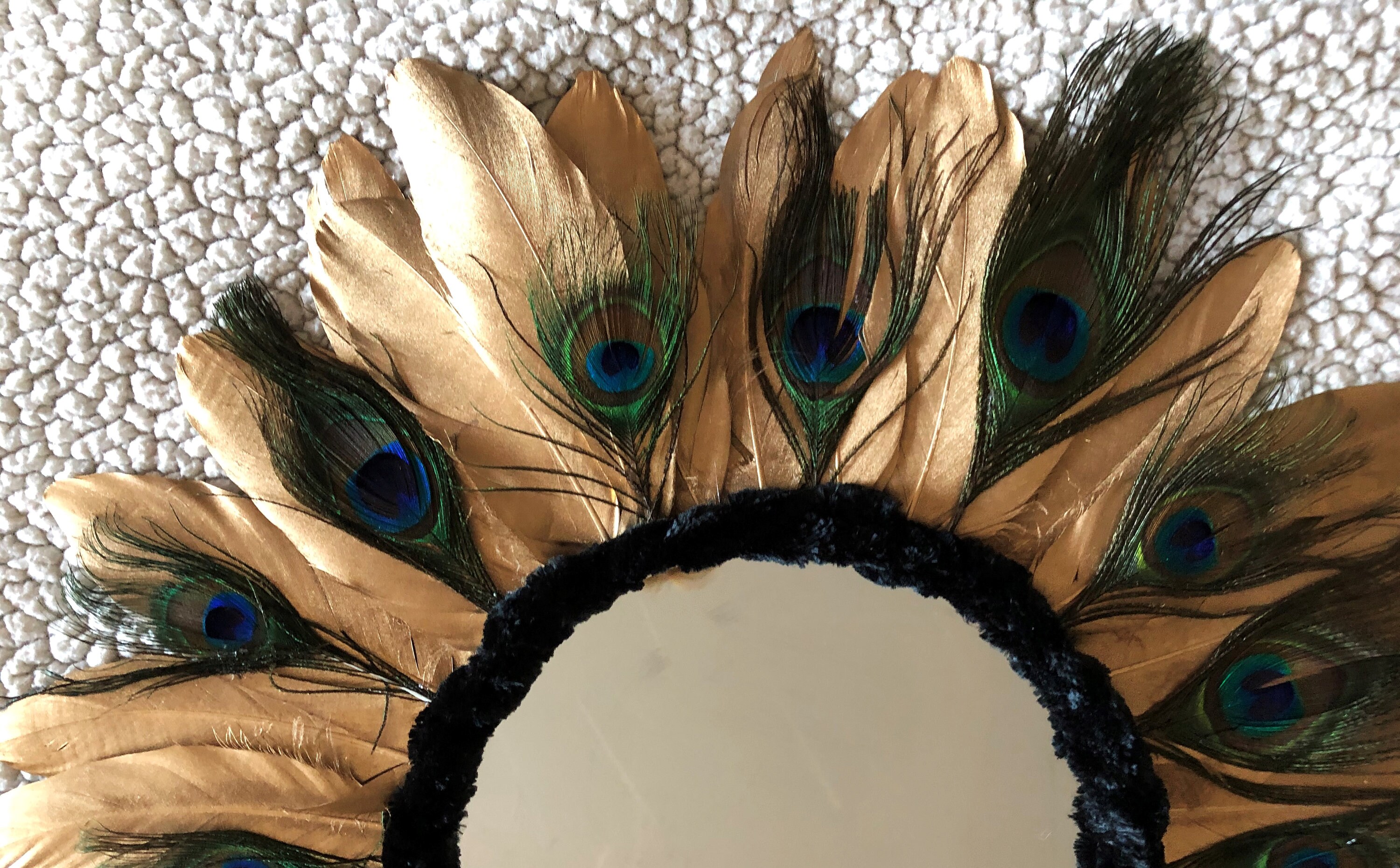 SALE SALE Large Statement Feather Mirror, Decorative Round Wall Mirror ...