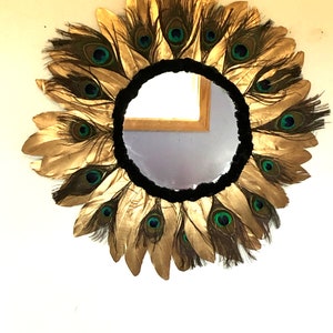 SALE SALE Large Statement Feather Mirror, Decorative Round Wall Mirror ...
