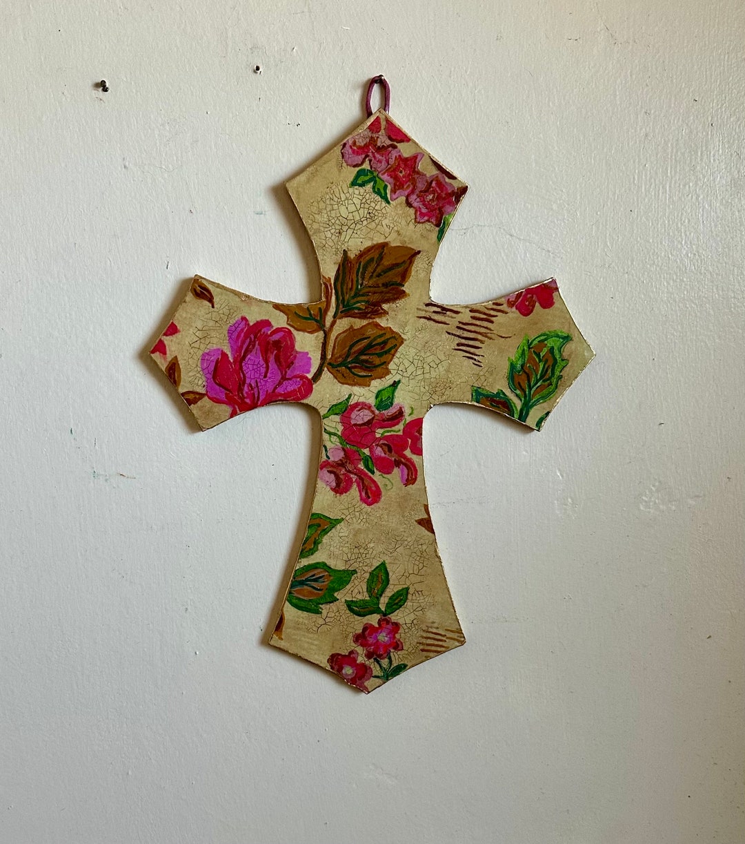 Vintage Look Floral Wall Cross, Christian Gift, Religious Home Decor ...