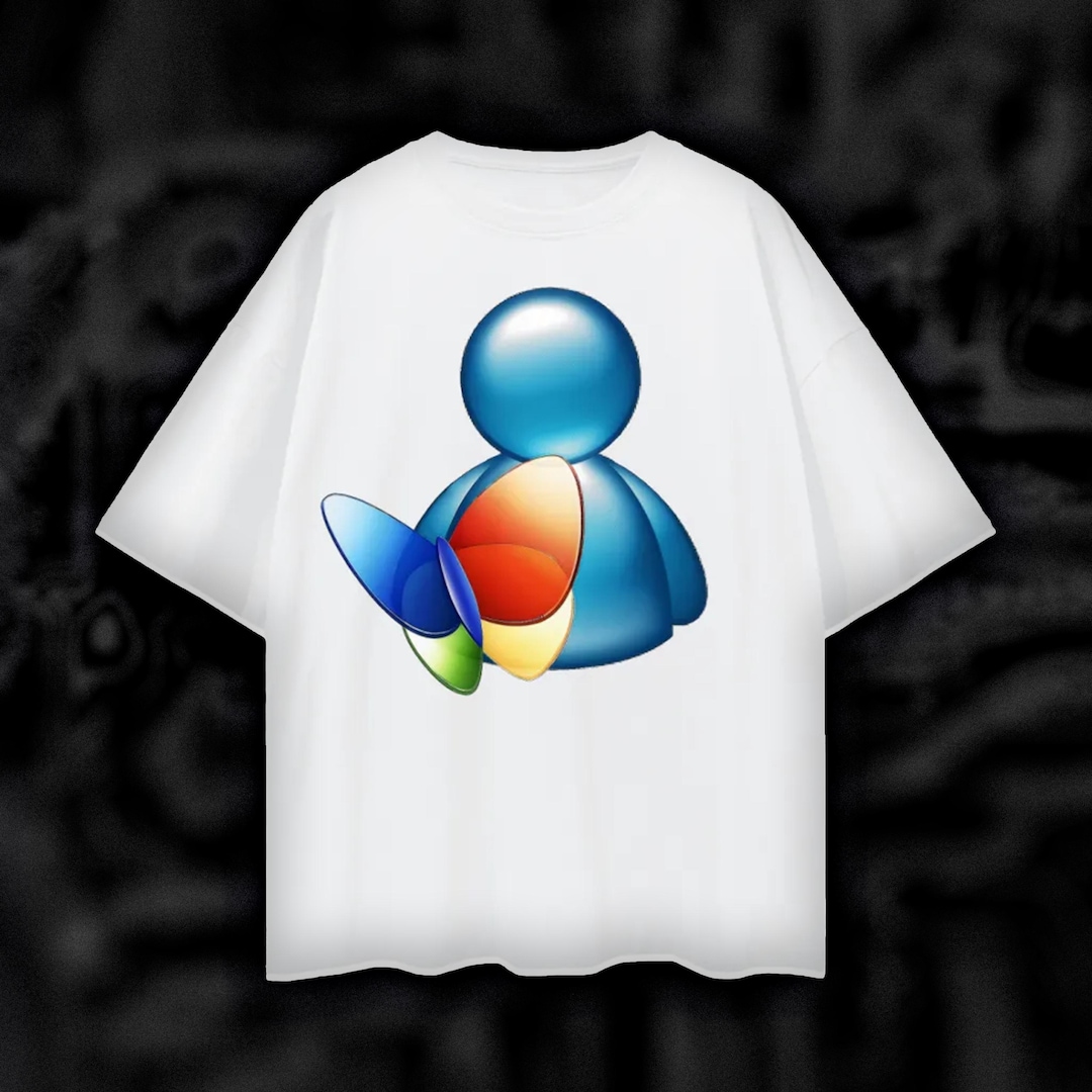 Frutiger Aero MSN Icon T-shirt – Oversized Y2K Internetcore Tee, 100% ...