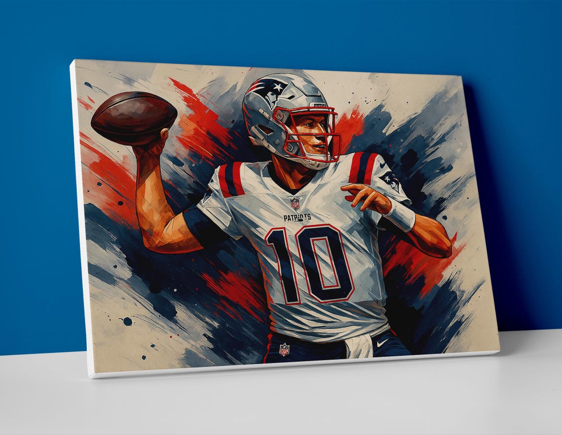 Drake Maye Poster or Canvas - Drake Maye Patriots Painting Wall Art - Etsy