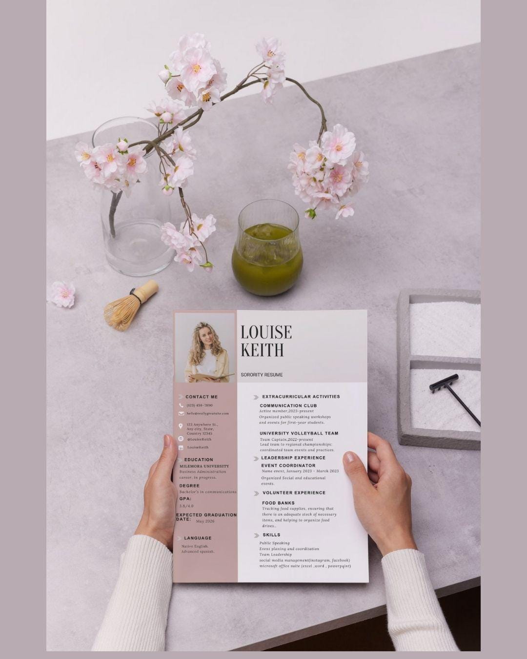 Editable in Canva Sorority Resume, Resume Template ,social Resume With ...