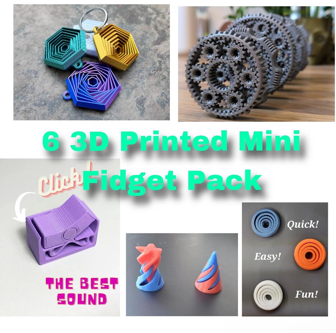 6 Mini 3d Printed Fidgets Pack With 1 Surprise Fidget - Etsy