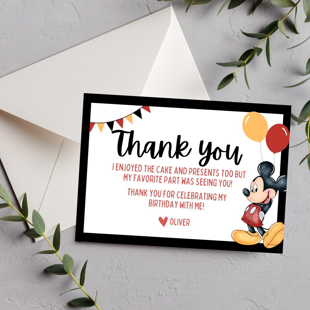 EDITABLE Oh Twodles Thank You Card Mickey Mouse 2nd Birthday Party ...