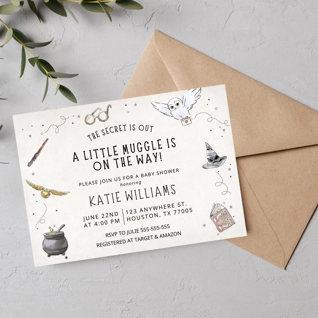 EDITABLE Wizard Baby Shower Invite, Little Muggle is on the Way Magical ...