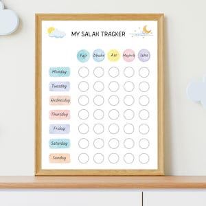 Kids Salah Tracker Printable: Islamic Prayer Chart (digital Download ...