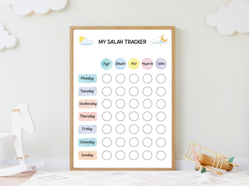 Salah Tracker Printable for Kids, Islamic Prayer Chart, Muslim Children ...