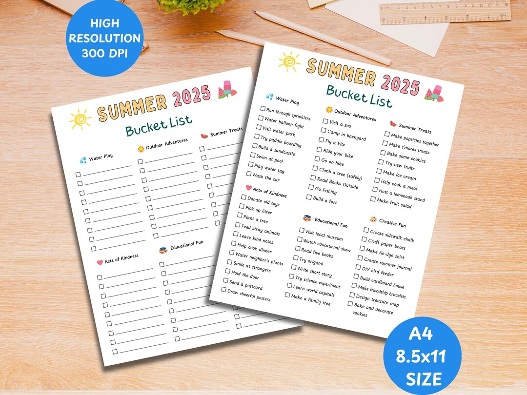 2025 Summer Bucket List, Summer Planner Kids, Bucket List Planner ...
