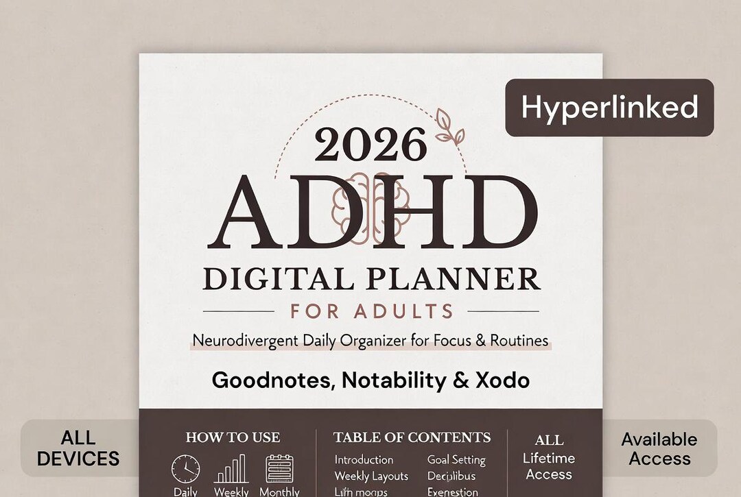 2026 ADHD Digital Planner for Adults | Neurodivergent Daily Organizer ...