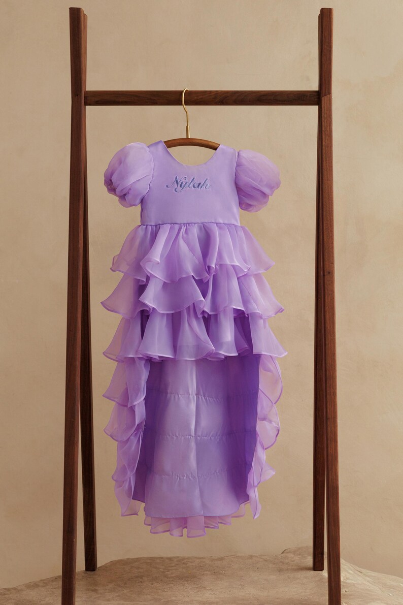 Personalized Baby Girl Lavender Dress With Ruffles, Custom Name Flower ...