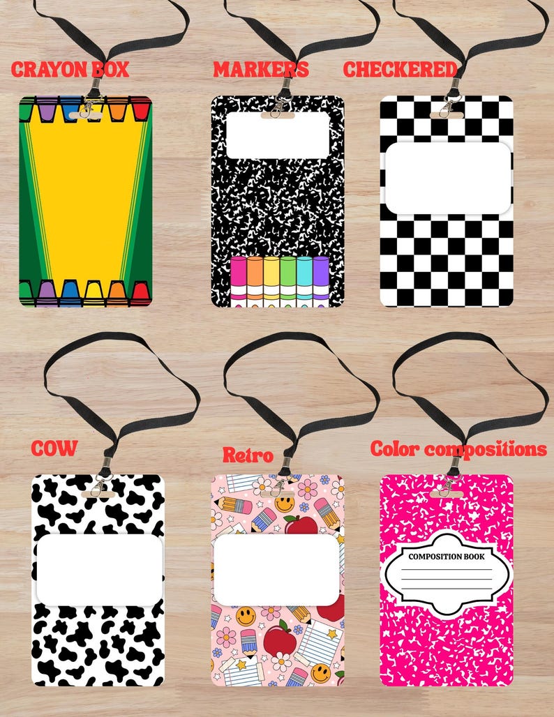 Set of 6 Custom Classroom Hall Pass Lanyards | Personalized Id Badge ...
