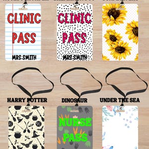 Set of 6 Custom Classroom Hall Pass Lanyards | Personalized Id Badge ...