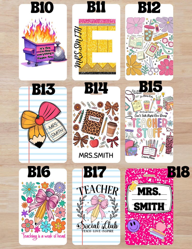 Set of 6 Custom Classroom Hall Pass Lanyards | Personalized Id Badge ...