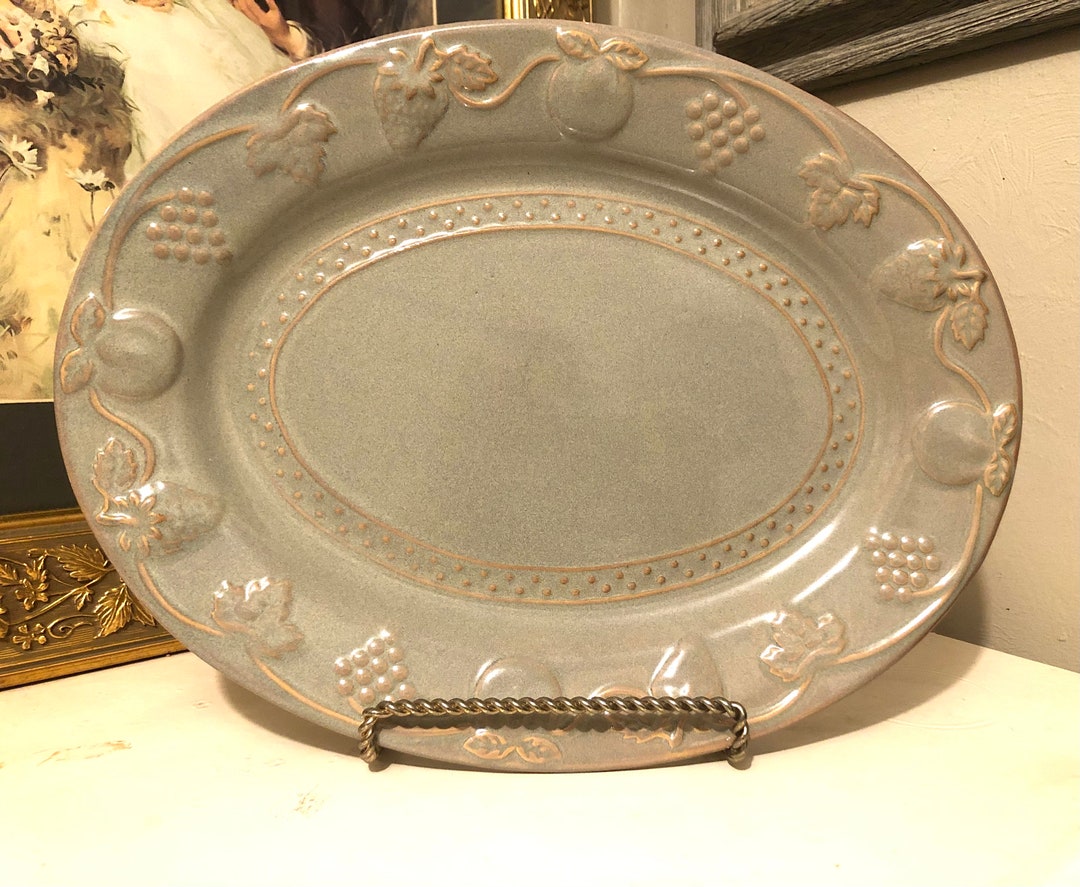 7815 Platter Serving Platter Large Heavy Oval Serving Platter Green ...