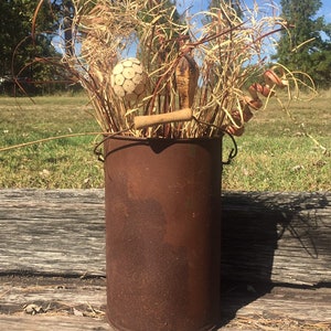Rusty Pail Tall With Wooden Bail Handle Crusty Floral Bucket Very Tall ...