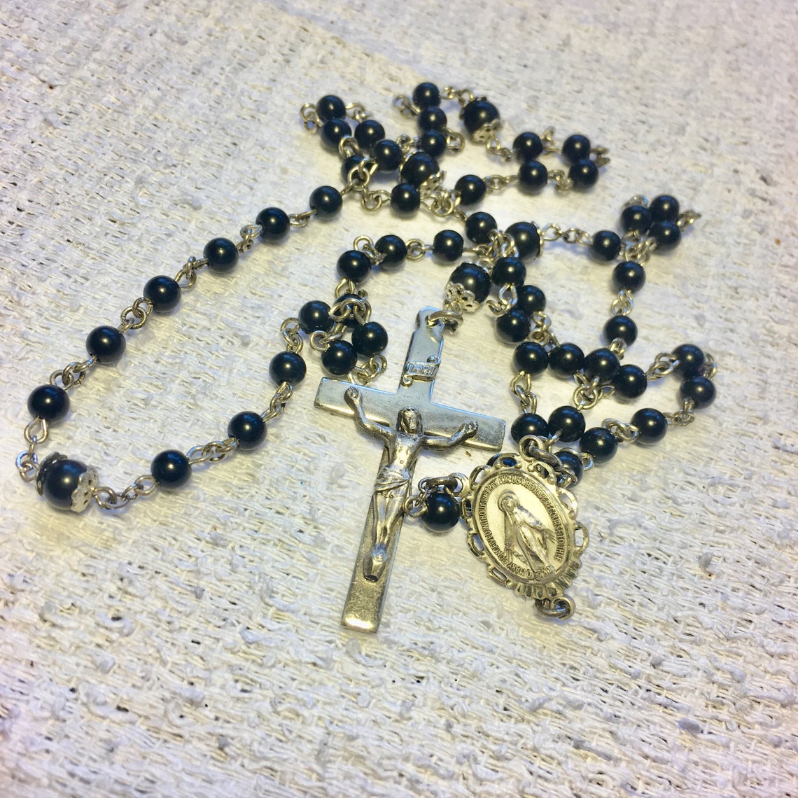 1726 Creed Sterling Silver Rosary With Sterling Silver Chain, Cross and ...