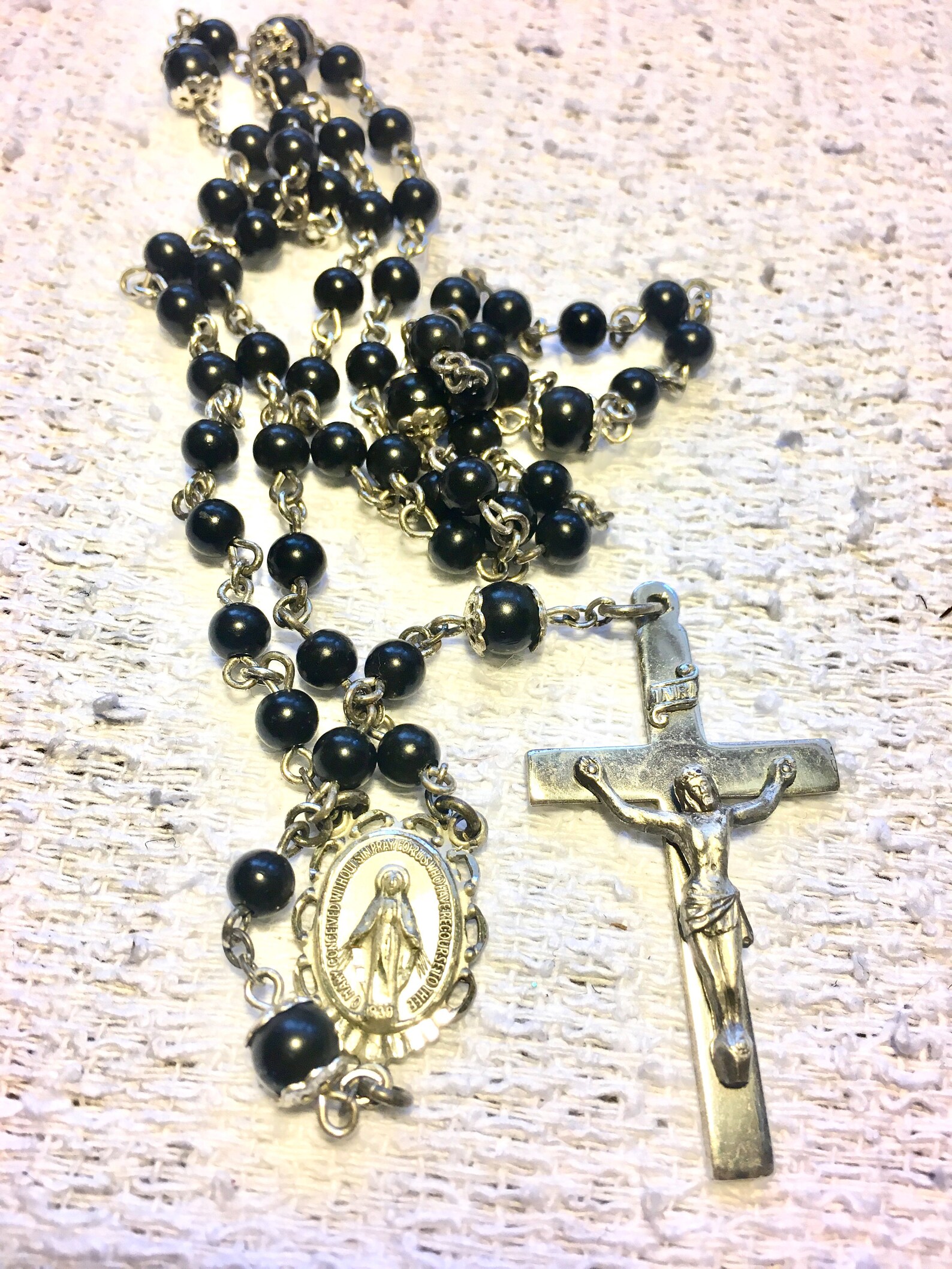 1726 Creed Sterling Silver Rosary With Sterling Silver Chain, Cross and ...