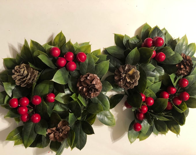 8616 Pair of Small (votive or Taper) Vintage Candle Rings Artificial ...