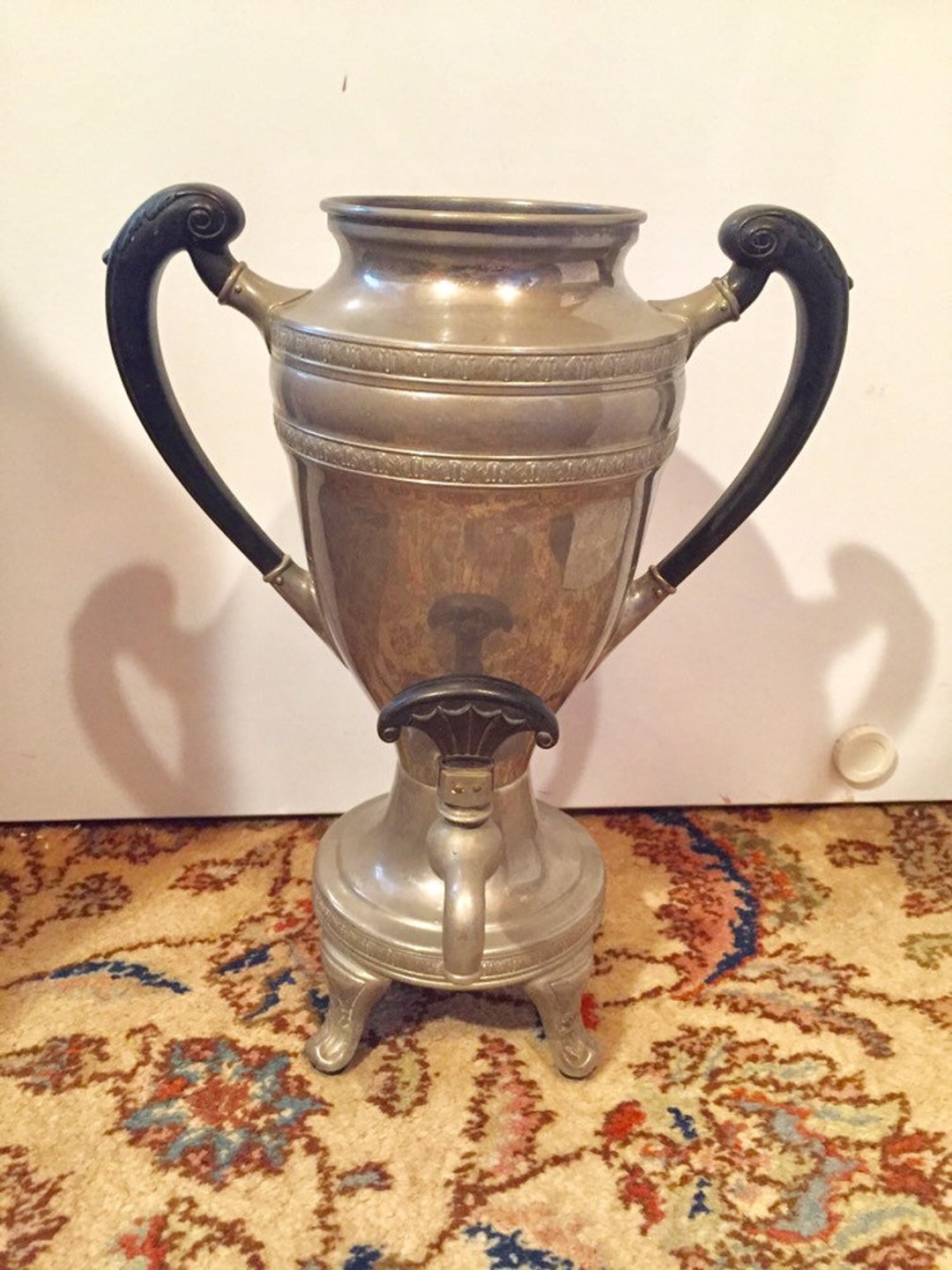 6248 Antique 1920s ART DECO Nickel Silver Coffee Pot W Spout Two Handle ...