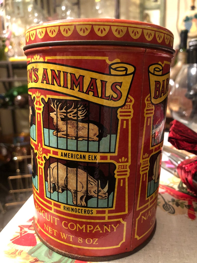Tin Canister Nabisco Barnum’s Animals Tin Round Reproduction of a 1914 ...