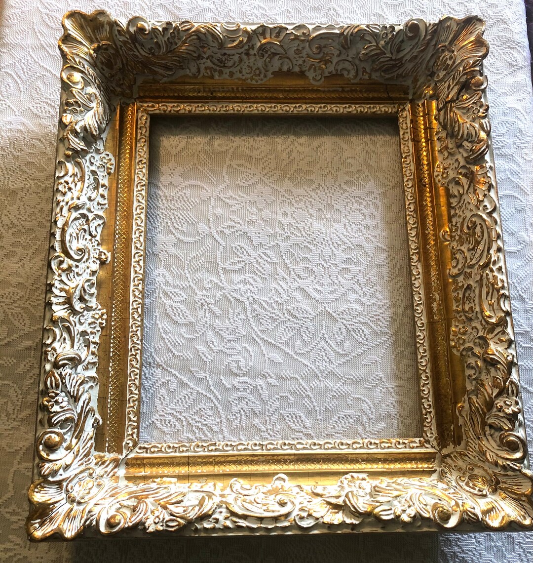 7367A Large Photo or Art Frame Gold White Antique Art Frame - Etsy
