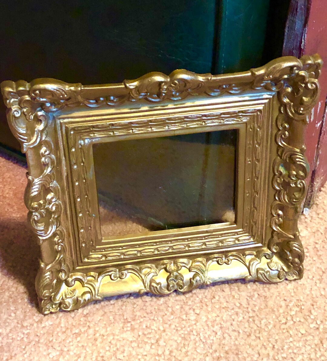 8845 Ornate Gold Frame Plastic With Elaborate Embellishment and Glass ...