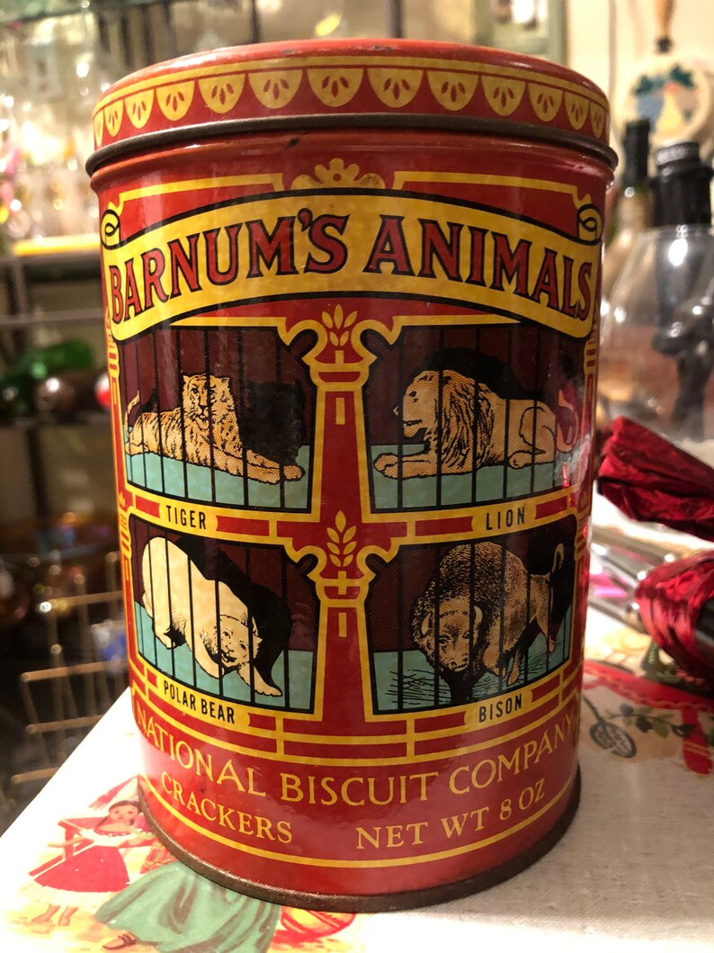 Tin Canister Nabisco Barnum’s Animals Tin Round Reproduction of a 1914 ...