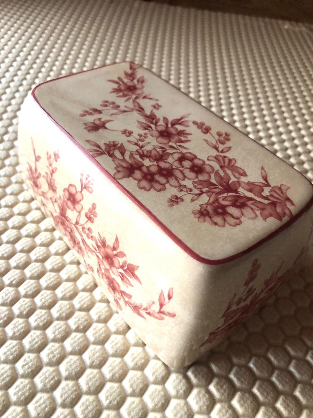 9767 Cracker Barrel Butter Dish Lid Red Cream Transfer Ware Replacement ...