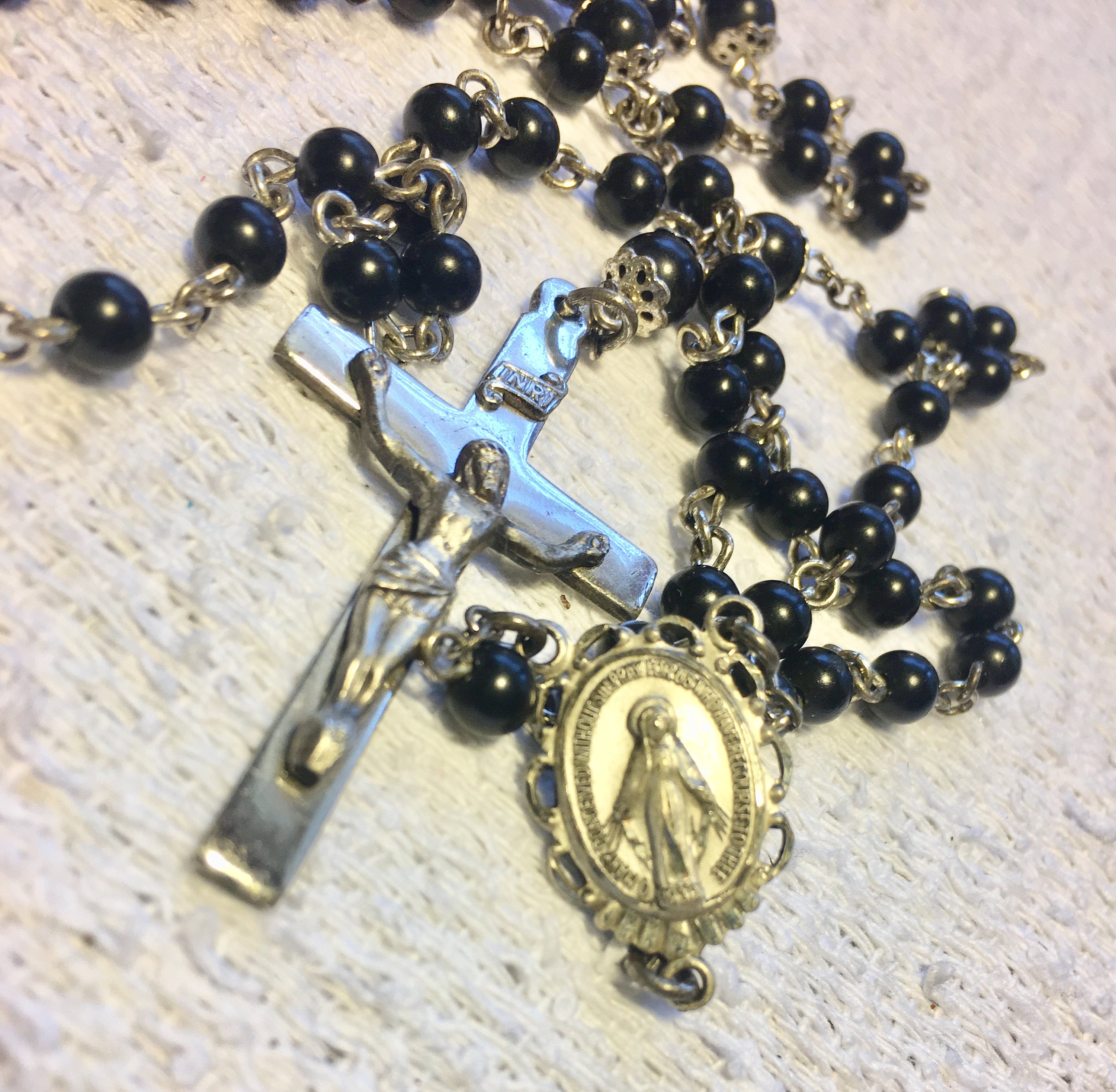 1726 Creed Sterling Silver Rosary With Sterling Silver Chain, Cross and ...