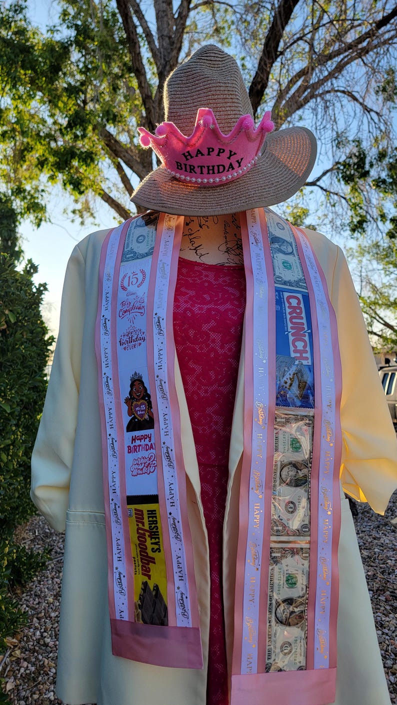 Custom Fillable Birthday Money Sash/garland - Photo,money & Treat ...