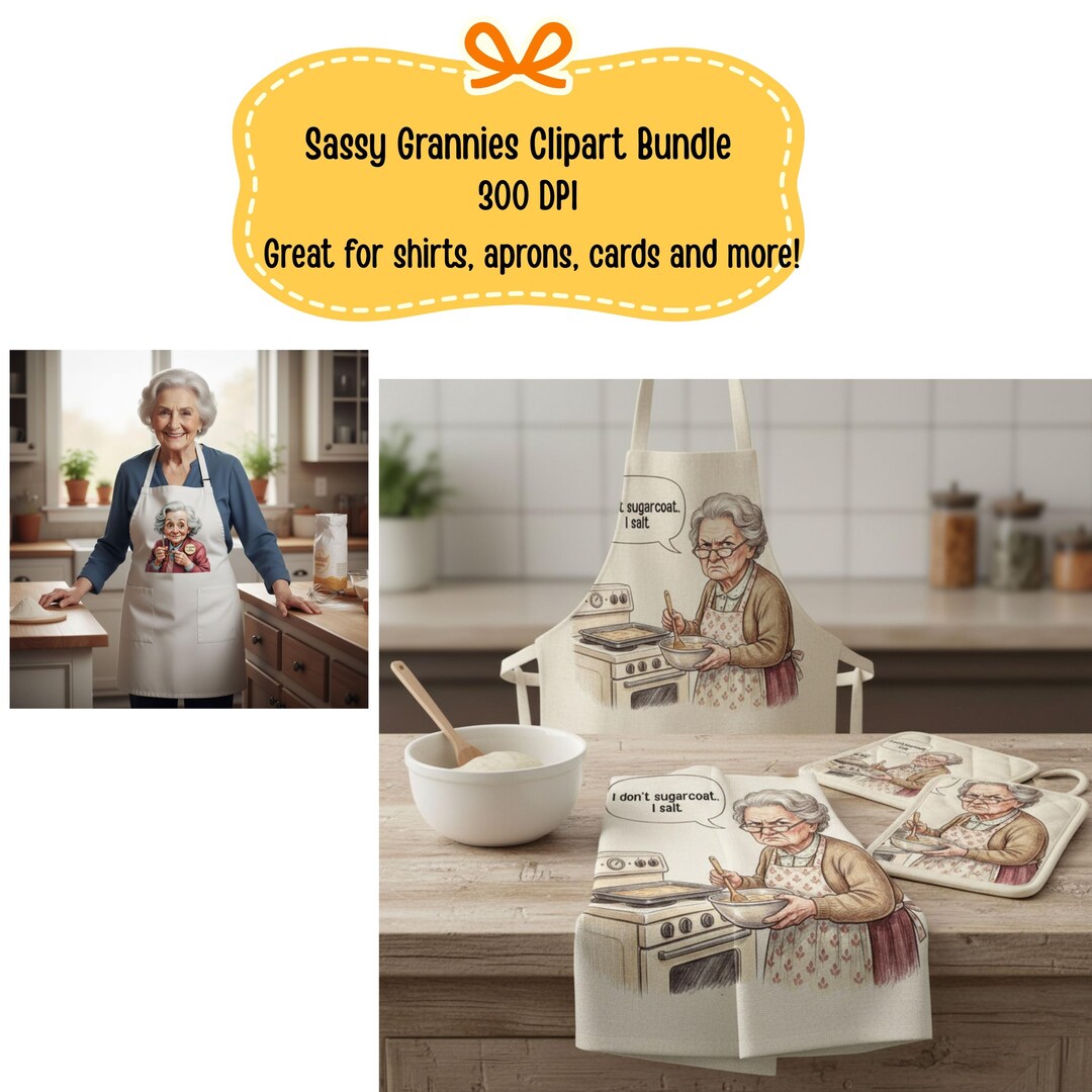 Sassy Grannies Clipart Bundle, Funny Grandma Graphics, Quirky ...