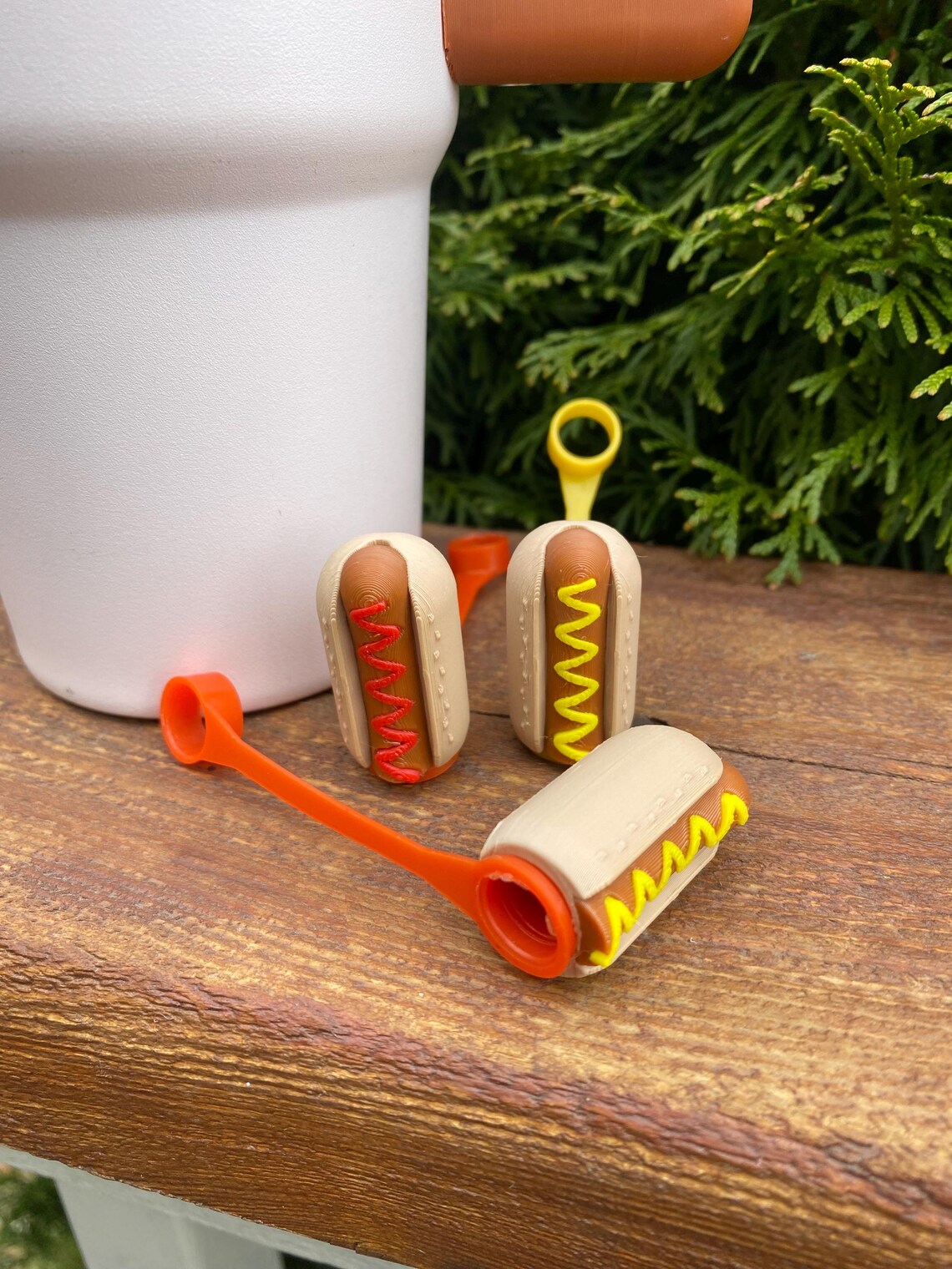 Hot Dog Ketchup and Mustard Straw Toppers/ Charms for Stanley Tumblers ...