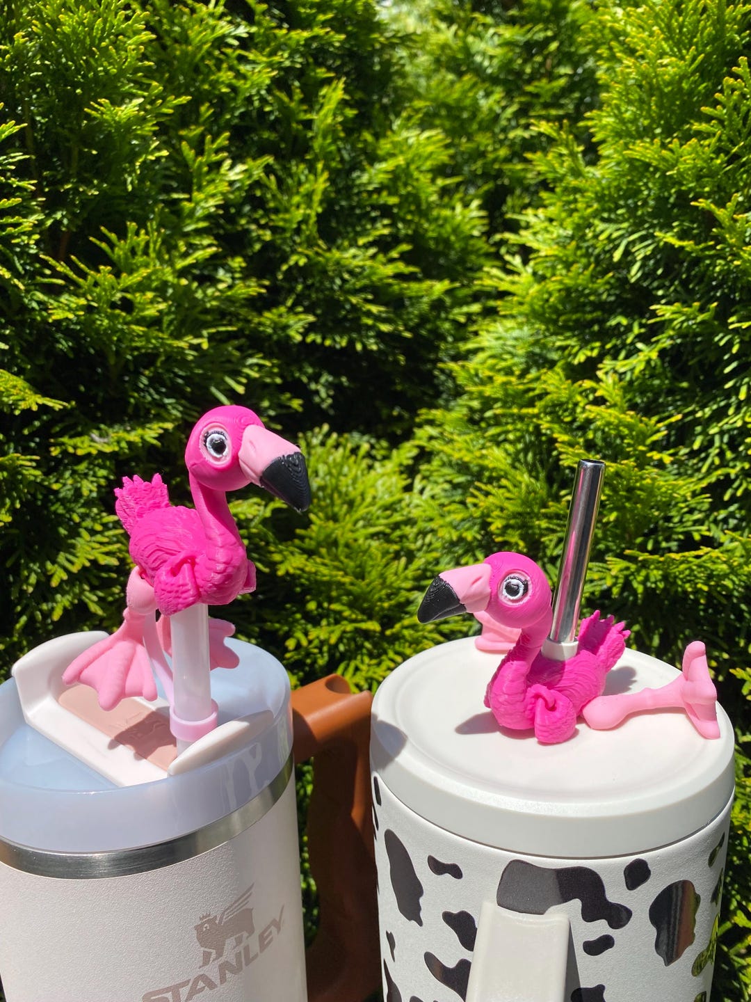 Vibrant Pink Flamingo Straw Toppers/ Charms Straw Buddies for Stanley ...