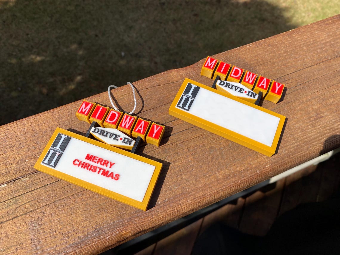 Midway Drive-in Sign Miniatire Replicas and Christmas Tree Ornaments ...