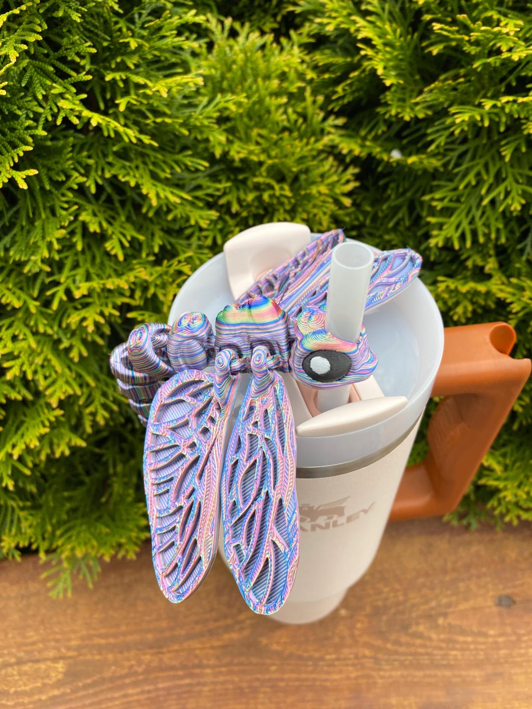 Neon Rainbow Dragonfly Straw Toppers/ Charms Straw Buddies for Stanley ...