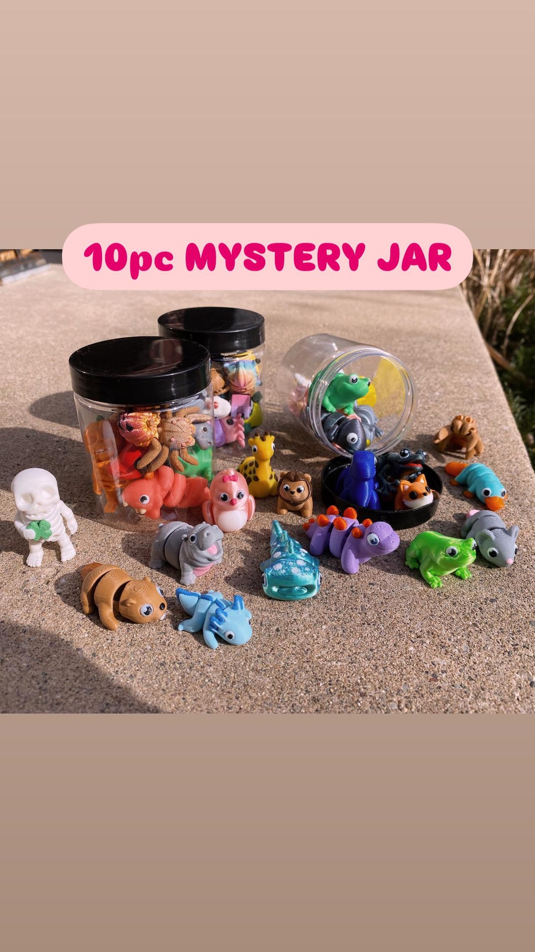 10pc Mystery Jar of Tiny 2in Articulated Fidget Sensory Animals - Etsy