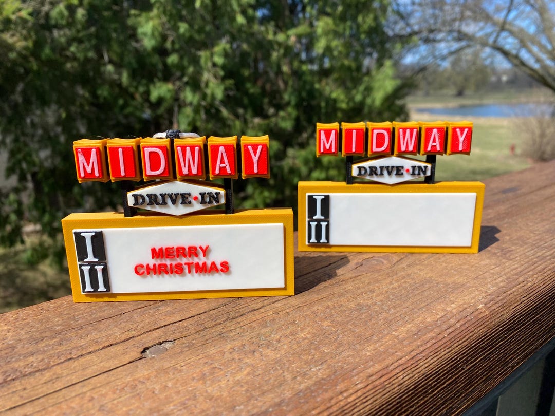 Midway Drive-in Sign Miniatire Replicas and Christmas Tree Ornaments ...