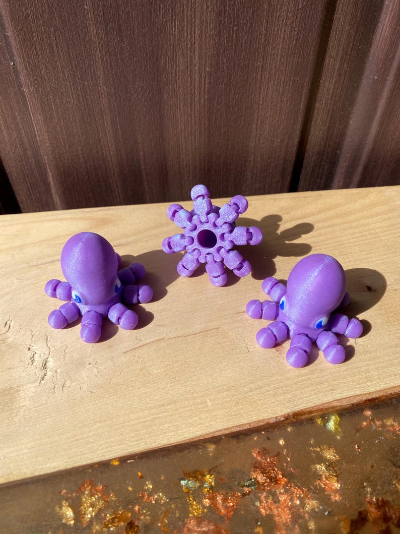 Articulated Purple Octopus Fidget Toys and Keychains 3D Printed - Etsy