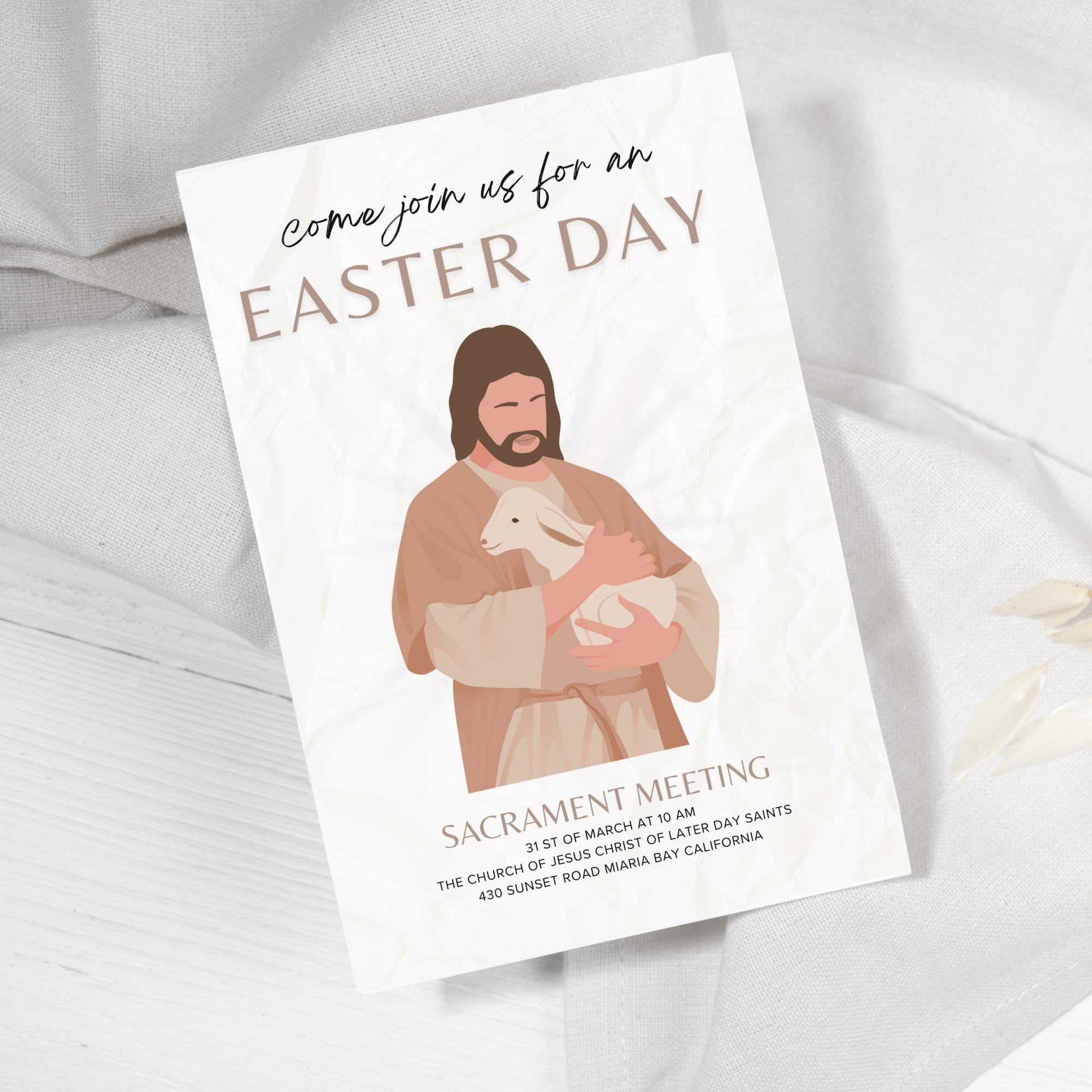 LDS Easter Invitation, Canva Template, Resurrection, Risen Invitation ...