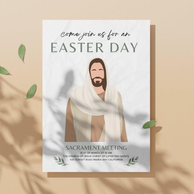 LDS Easter Invitation, Canva Template, Resurrection Invite, "he is ...