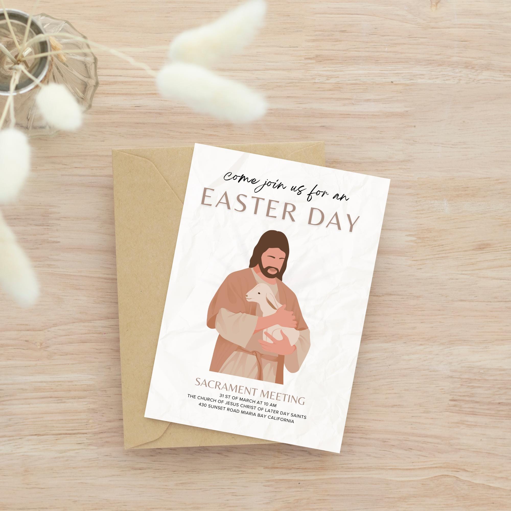 LDS Easter Invitation, Canva Template, Resurrection, Risen Invitation ...