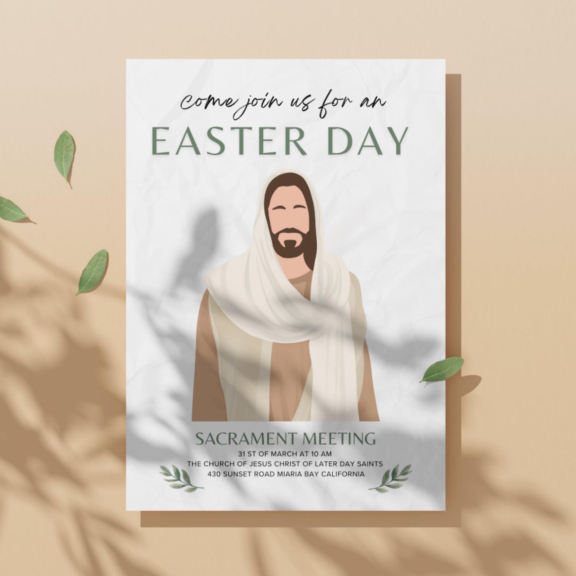 LDS Easter Invitation, Canva Template, Resurrection Invite, "he is Risen" Invitation, Church ...