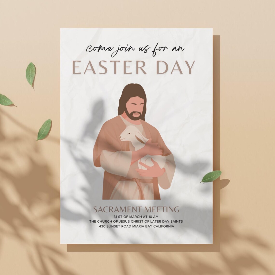 LDS Easter Invitation, Canva Template, Resurrection, Risen Invitation ...