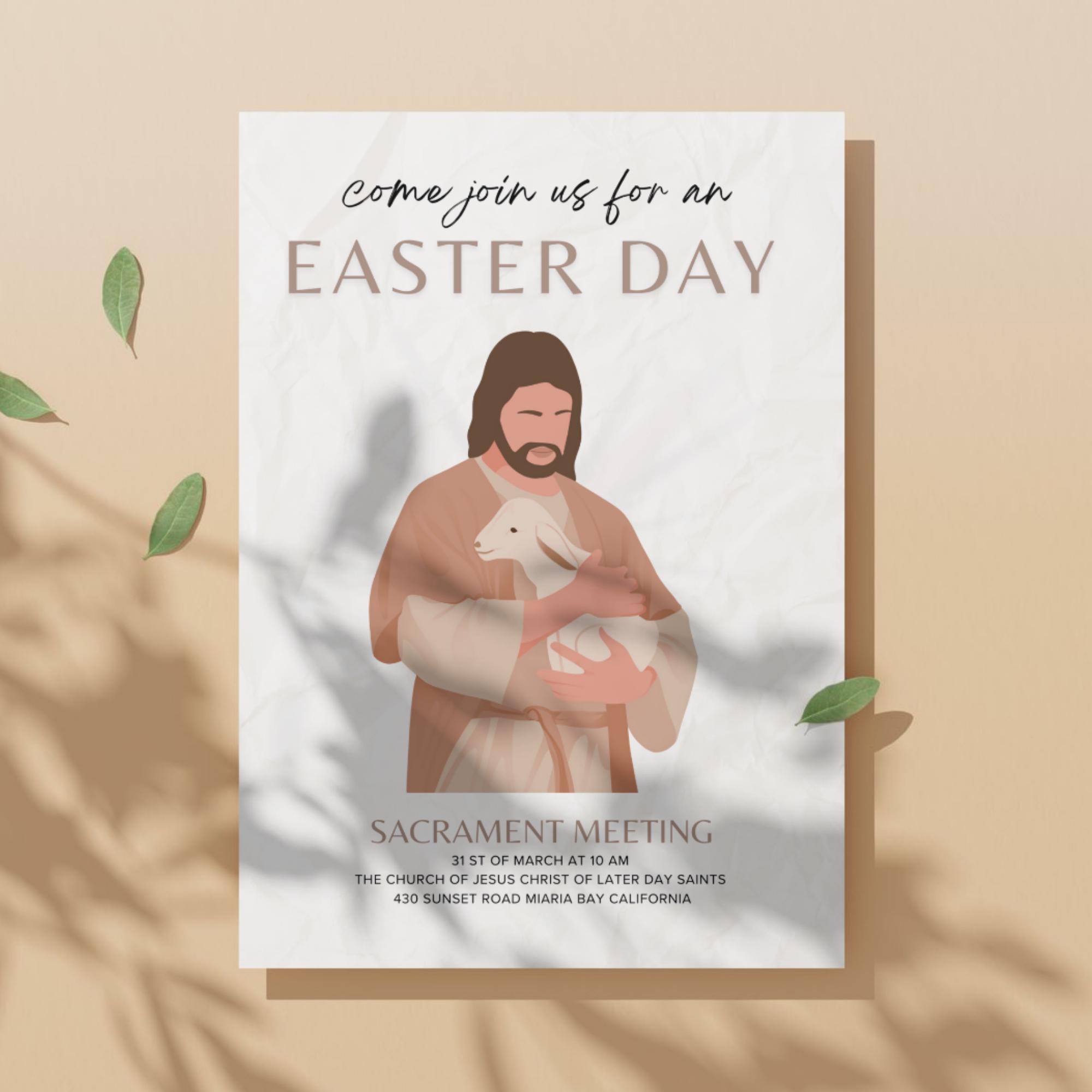 LDS Easter Invitation, Canva Template, Resurrection, Risen Invitation ...