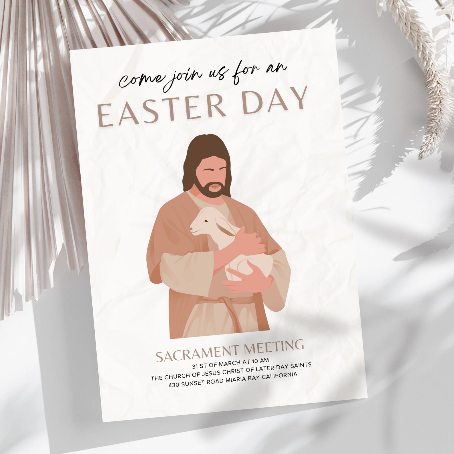LDS Easter Invitation, Canva Template, Resurrection, Risen Invitation ...