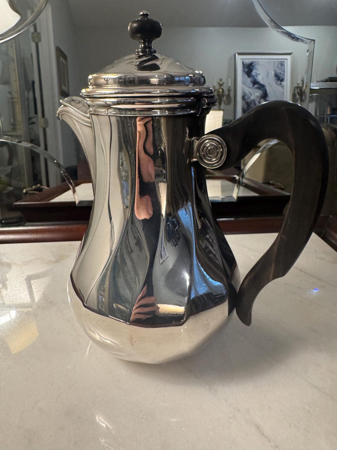 CHRISTOFLE Silverplate Coffee Pot - Rosewood Handle - ALBI Swirl ...