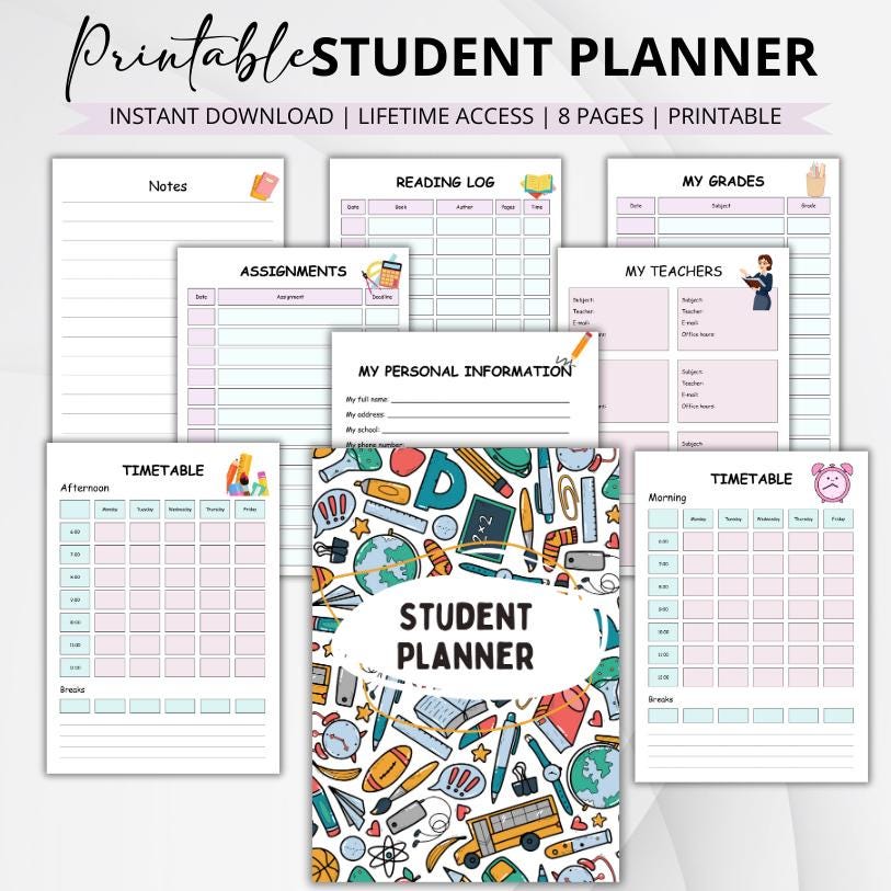 Student Planner 2025 | Digital School Planner | Printable & Digital PDF ...