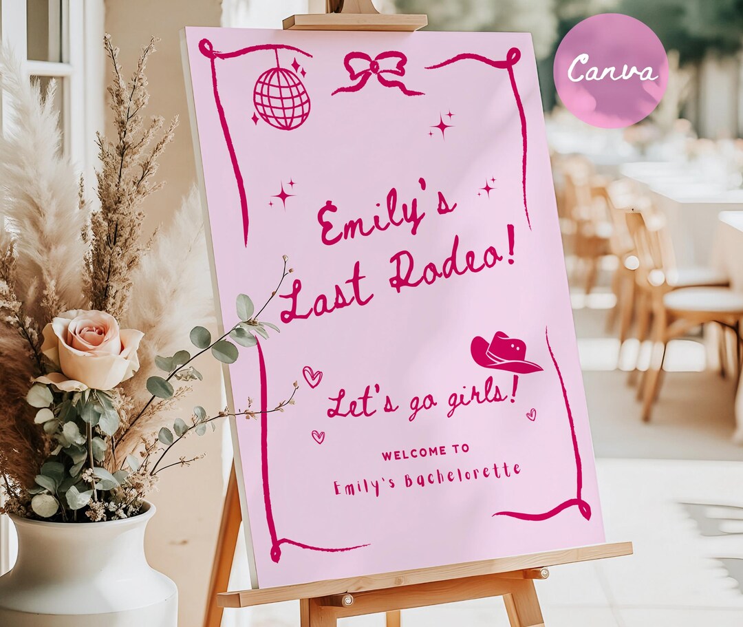Last Rodeo Bachelorette Party Welcome Sign, Disco Cowgirl Bach Sign ...