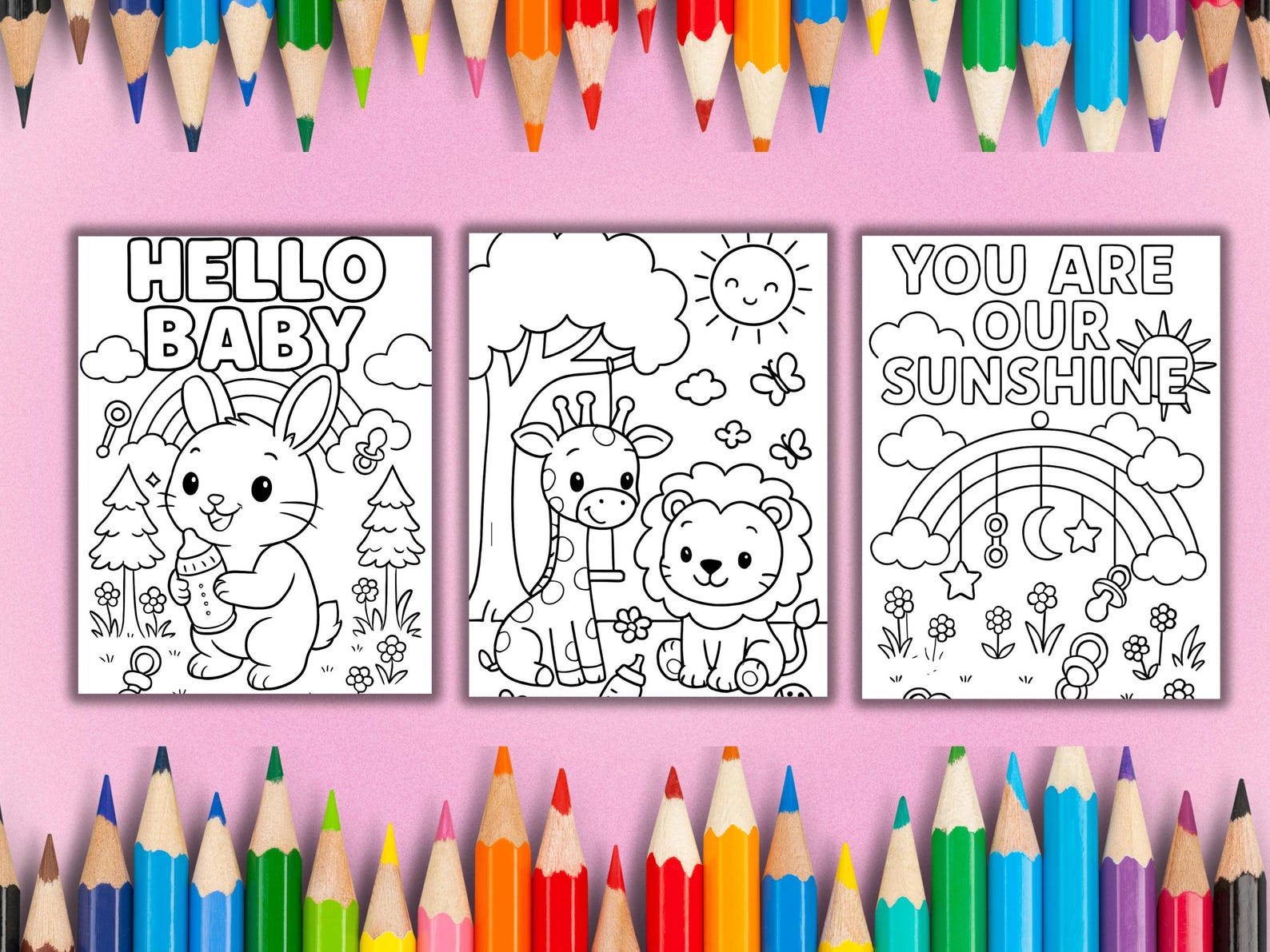 Baby Shower Printable Coloring Pages, Baby Shower Activity, Printable ...